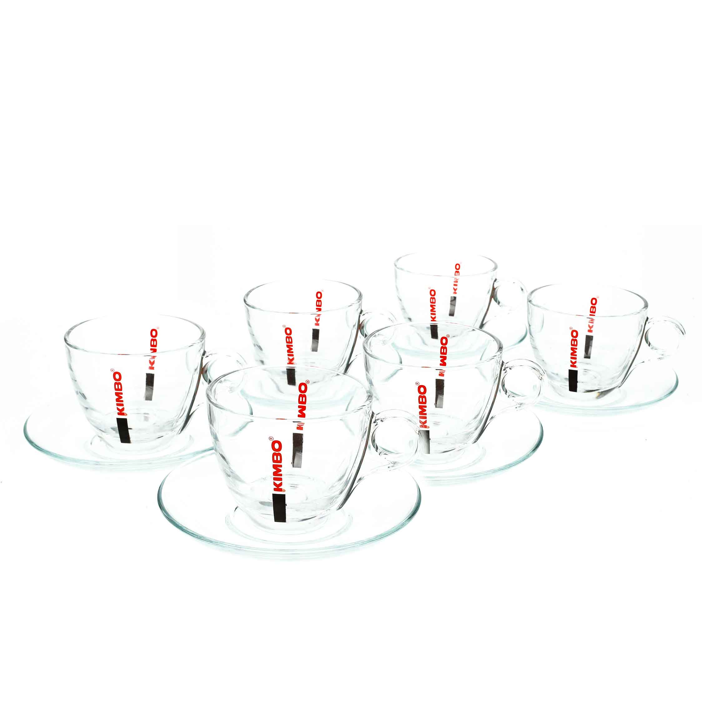 Kimbo Cappuccino Coffee Cups Clear Glass Set Of 6 Cups And Sauce