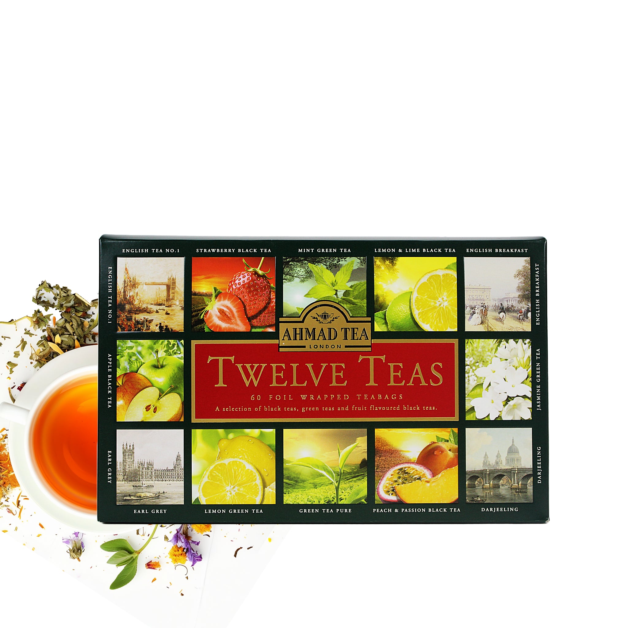 Ahmad - Twelve Teas Collection of Black, Fruit & Green Teas - 60 Teaba